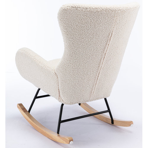 Corrigan Studio® Teddy Fabric Seat Rocking Chair With High Backrest And ... Corrigan Studio® Teddy Fabric Seat Rocking Chair With High Backrest And ...